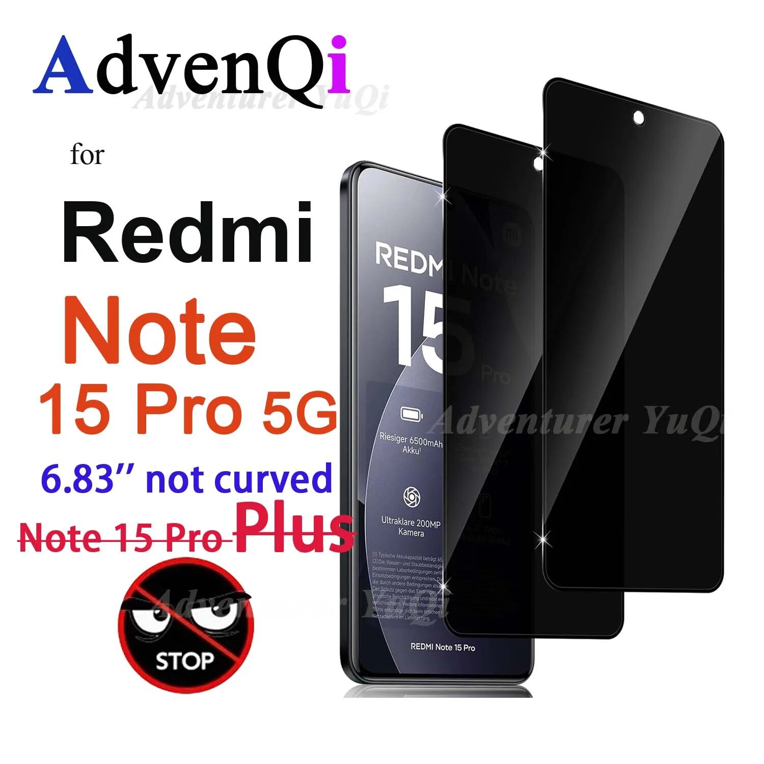 Защитное стекло Anti Spy, Redmi Note 15 Pro 5G, 4 шт.