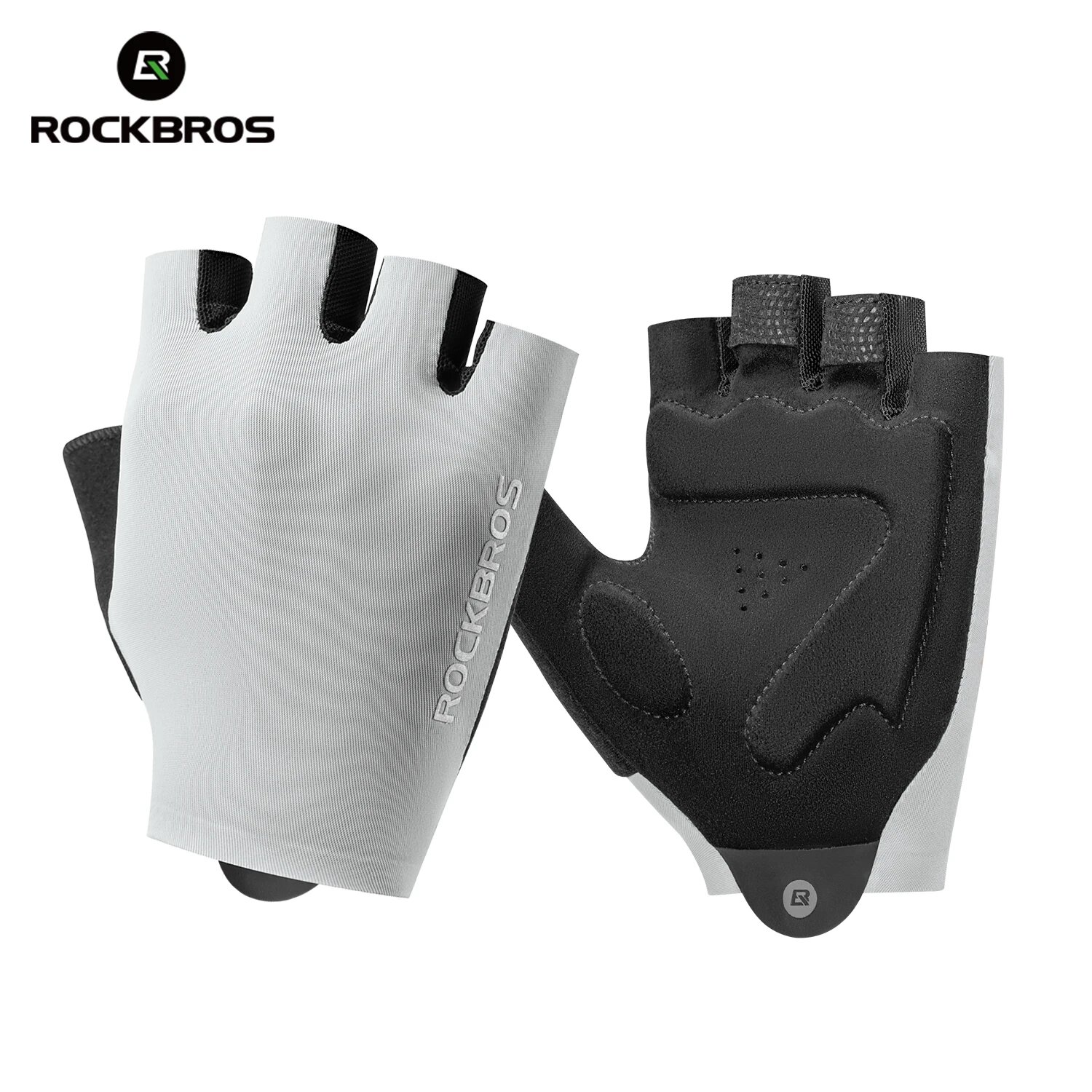 Велоперчатки ROCKBROS полупальцевые черные, XXL, S408 Gray
