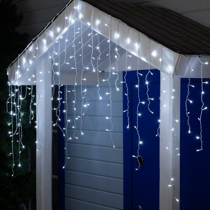 Гирлянда Бахрома 3 х 0.9 м, IP44, УМС, белая нить, 232 LED, свечение белое, 220 В