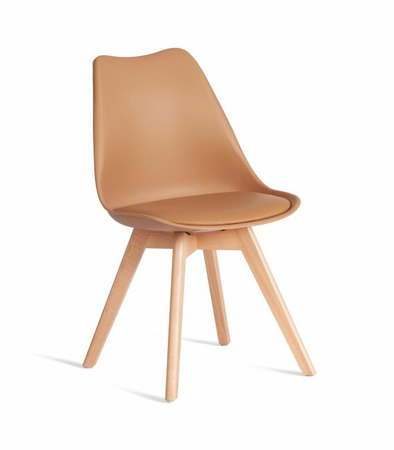 Стул TULIP (mod. 73-1) дерево/пластик/экокожа, 47,5x55x80 см, Бежевый (Latte) (Комплект из 4 шт.)
