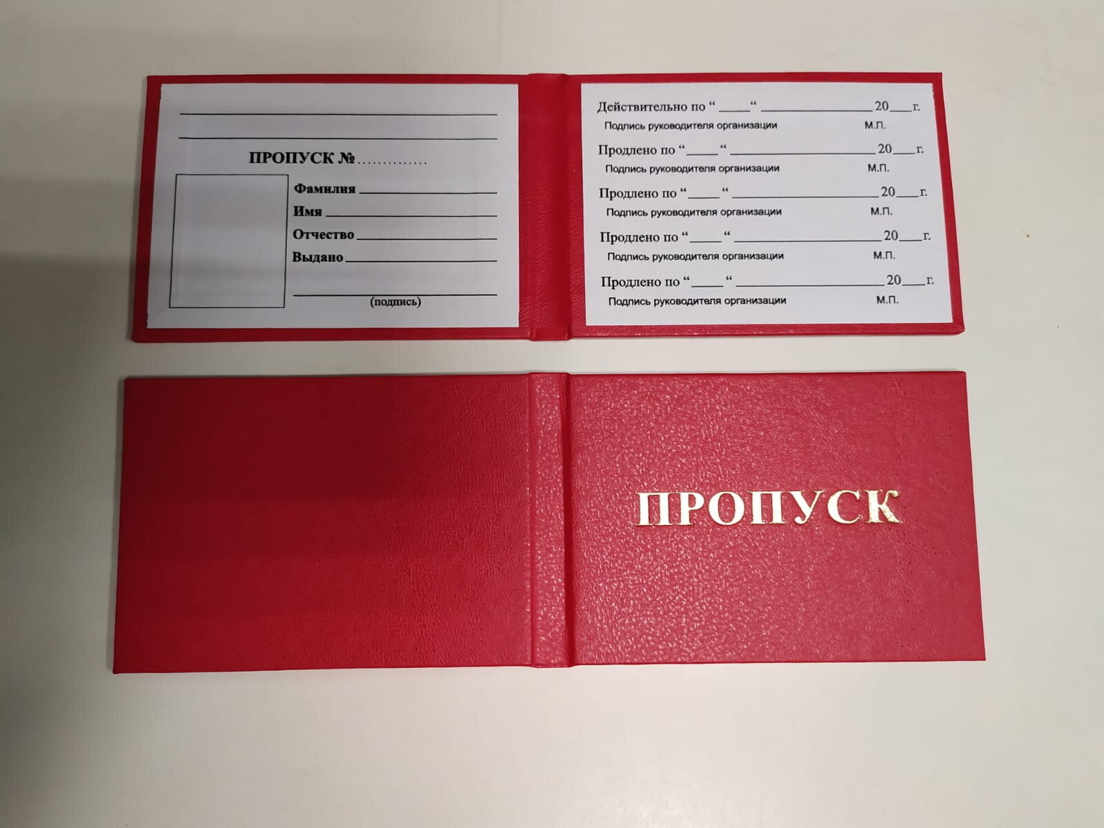 Пропуск бланк (10шт.), красный , 95х65 мм