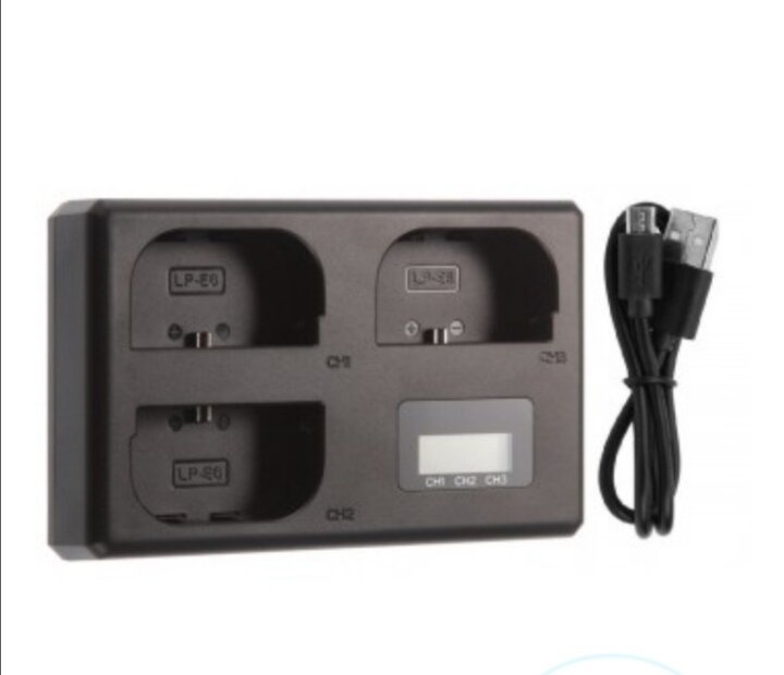 Тройное зарядное устройство TT-LPE8 Type-C для аккумуляторов Canon LP-E8