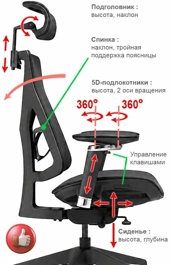 Анатомическое офисное кресло для компьютера Healthy Chair Balance, с ортопедической системой