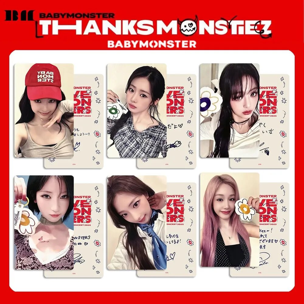 Карточки BABYMONSTER k-pop карточки коллекционные THANKS MONSTIEZ кпоп карты 54 * 86 мм 6 шт