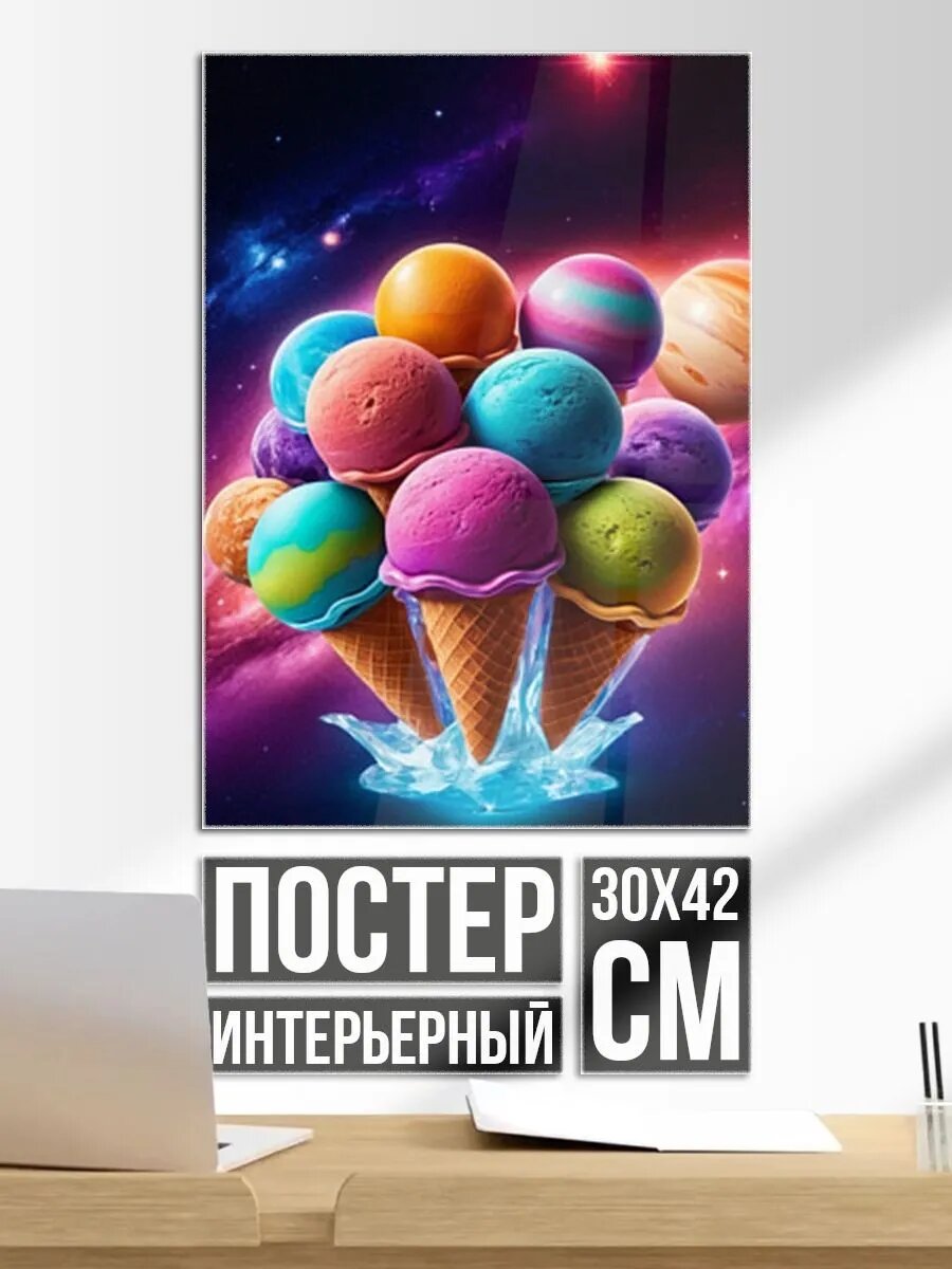 Постер на стену Космическое мороженое волшебное