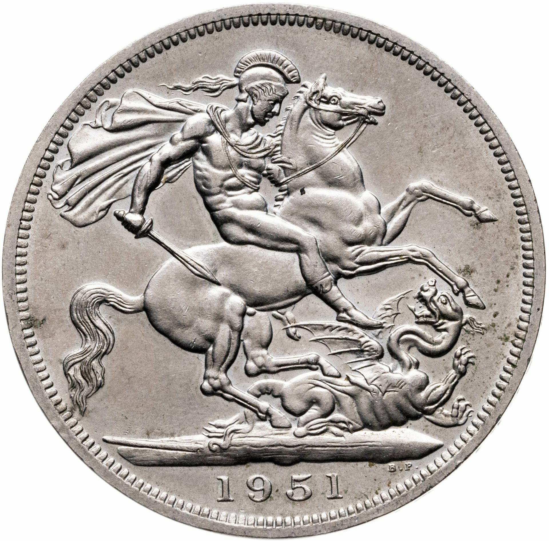 Великобритания 5 шиллингов shillings 1951 "Британский фестиваль 1951 года", Мельхиор медь-никель, в сохранности XF