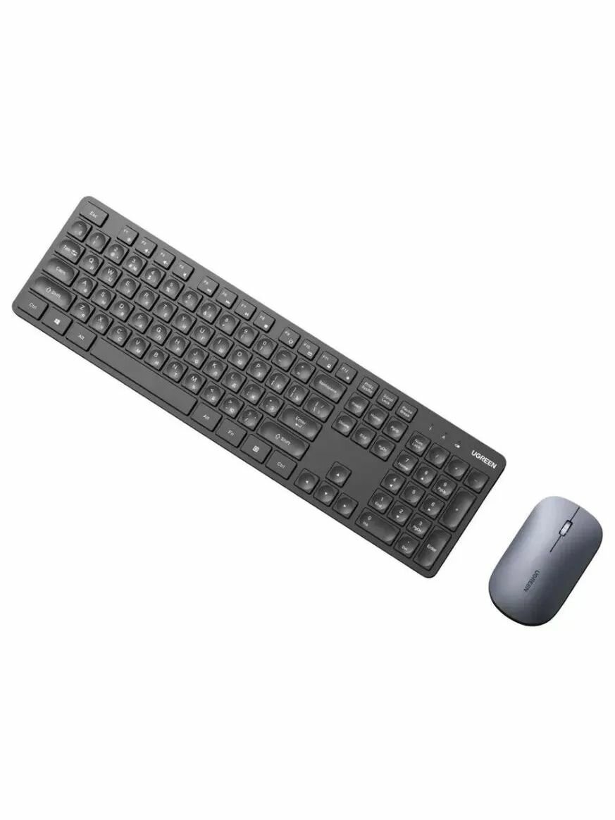 Клавиатура и мышь Wireless UGREEN MK004 2.4 GHz 15219 and 90372, цвет: черный