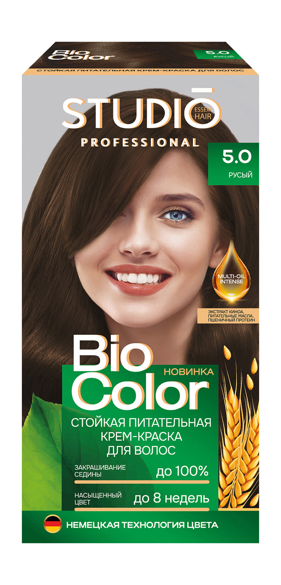 STUDIO PROFESSIONAL Крем-краска для волос Студио Биоколор стойкая, 50/50/15 мл, 5.0 Русый