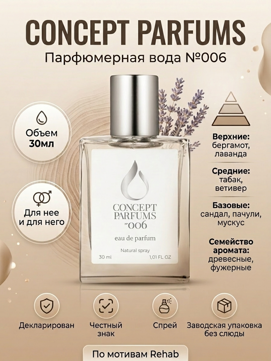 Concept Parfums 006 Парфюмерная вода Унисекс 30мл древесные фужерные