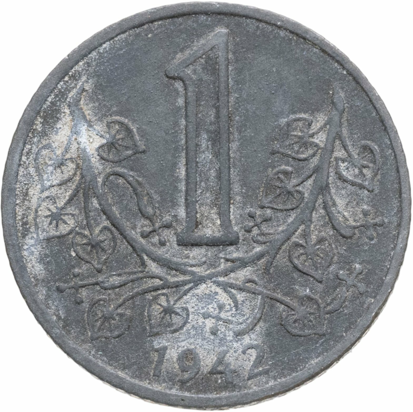 Богемия и Моравия 1 крона 1942, Цинк, в сохранности VF-XF