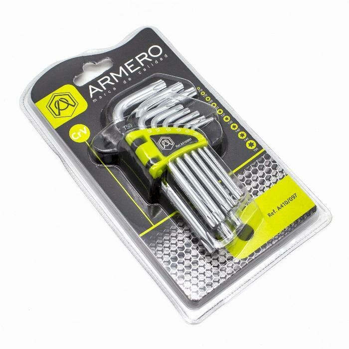 Набор шестигранных ключей Armero torx, 9 шт, CRV, короткие