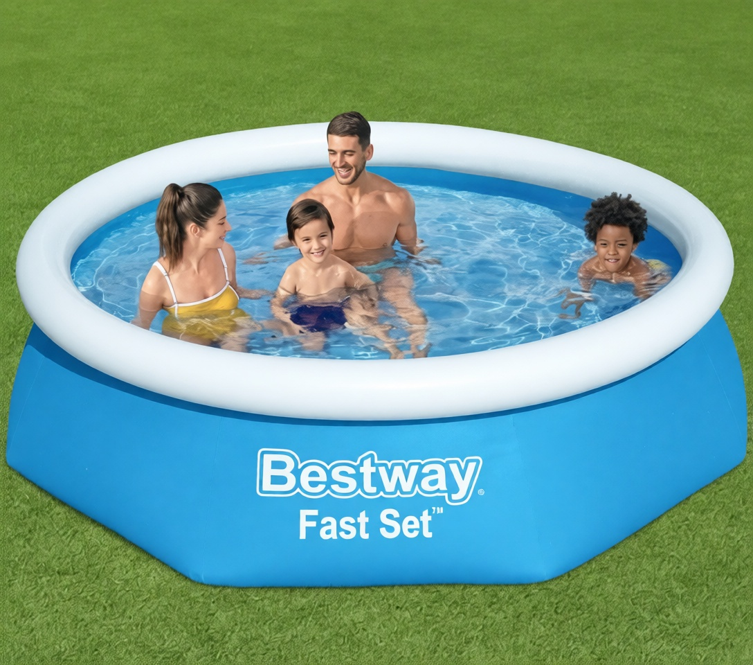Бассейн с надувным кольцом Fast Set Bestway 57448, 244x61см, круглый