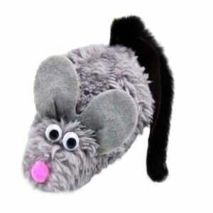 GoSi Игрушка для кошек, мышь полевка с милыми ушками, хвост натуральная норка, серая, 1 шт