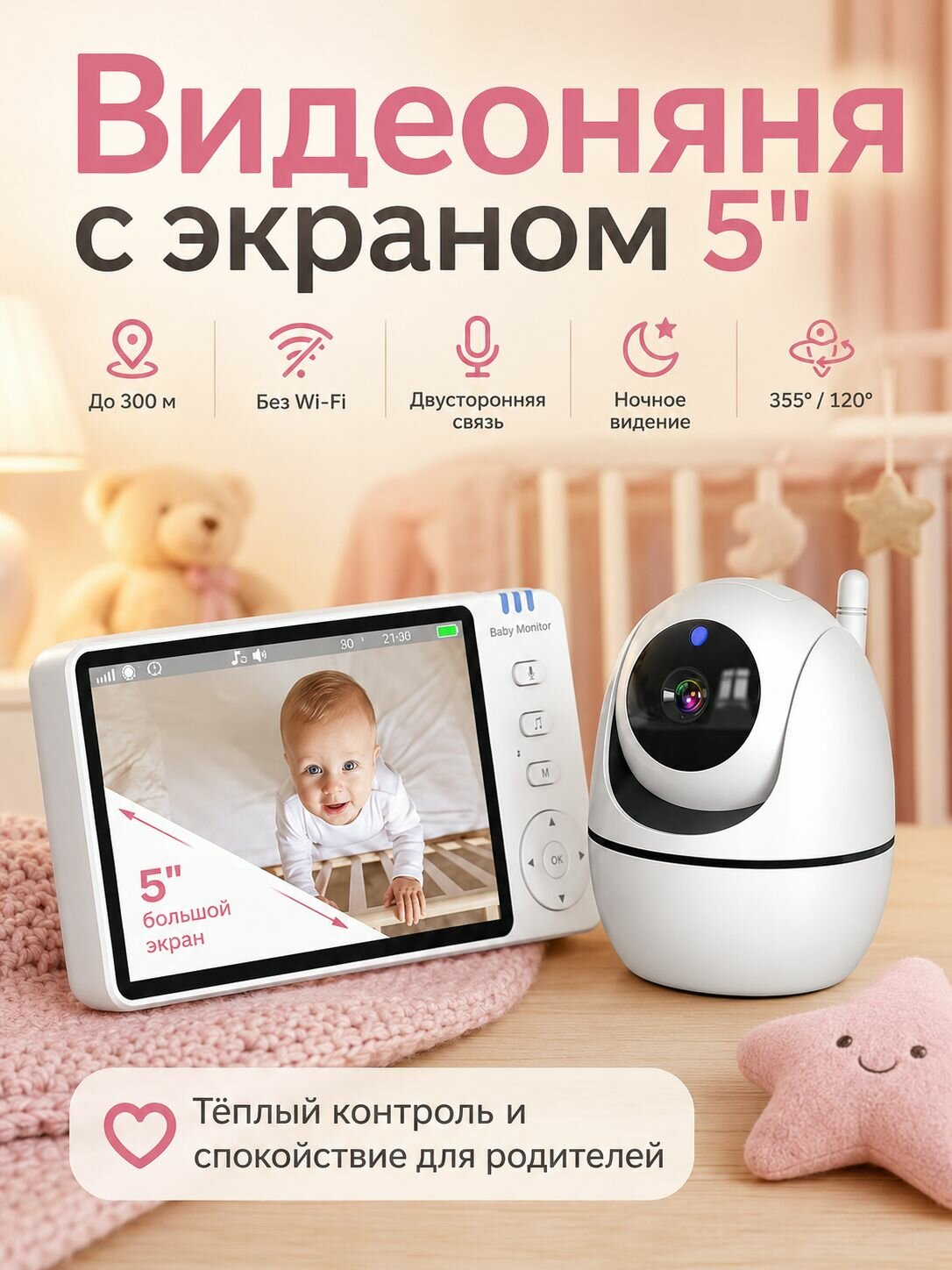 Видеоняня mijia Baby Monitor Camera 2,4G ABM501
