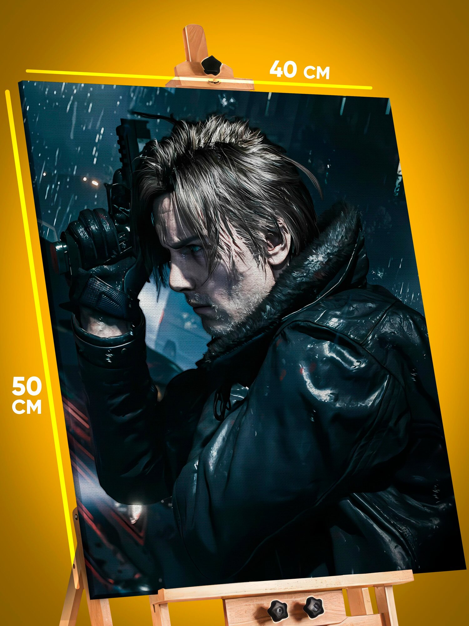 Картина на стену интерьерная на холсте с подрамником 40х50 Resident Evil Игра Леон Кеннеди