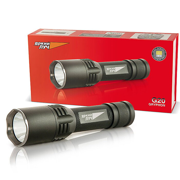 Фонарь яркий ЛУЧ G20 ver.2 Gryphon CREE XM-L T6 600лм, 4 режима, аккум. 18650, ЗУ и чехол в компл. 4606400613763