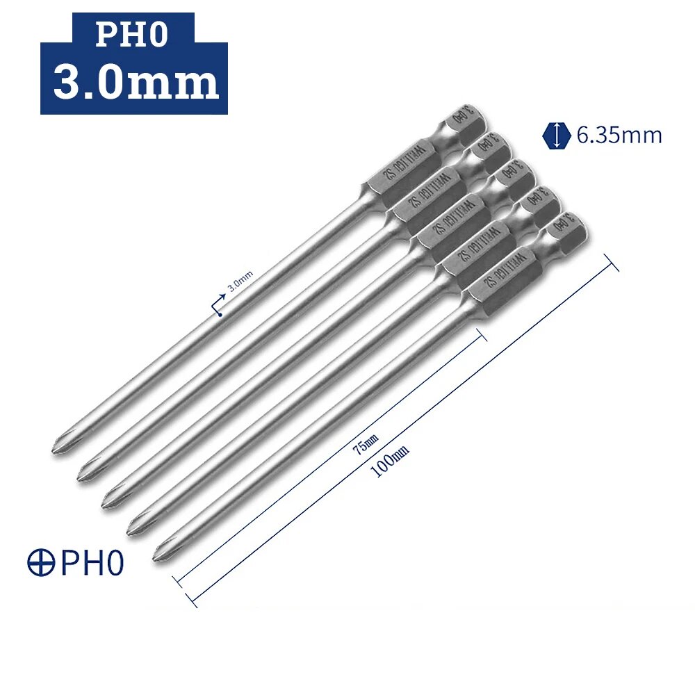 Набор насадок PH0 3.0mm, 5 шт.