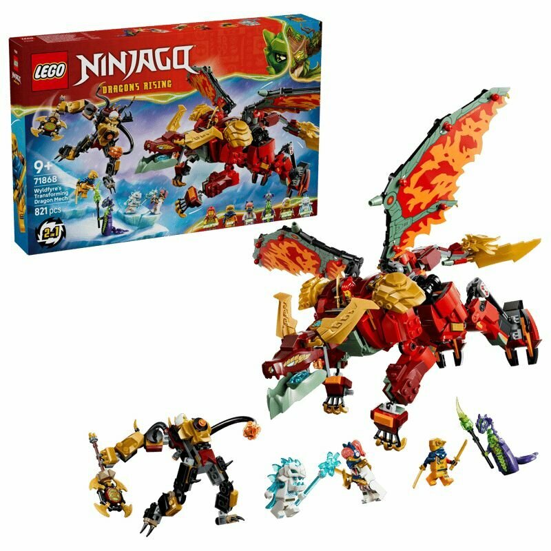 Конструктор LEGO NINJAGO - Трансформирующийся дракон-механизм Уайлдфайр, 821 эл. - Лего Ниндзяго 71868