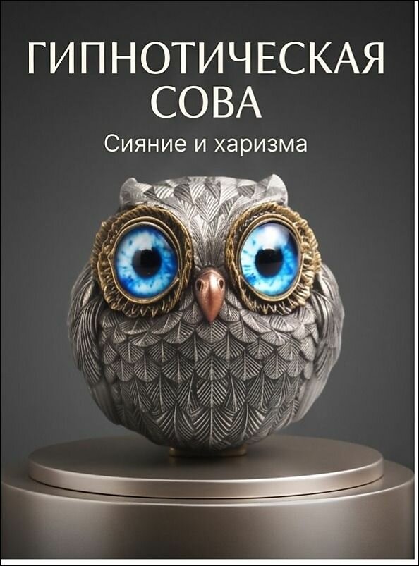 Сувенирная Серебристо-бронзовый корпус с голубыми глазами, высота 4 см, длина 4 см
