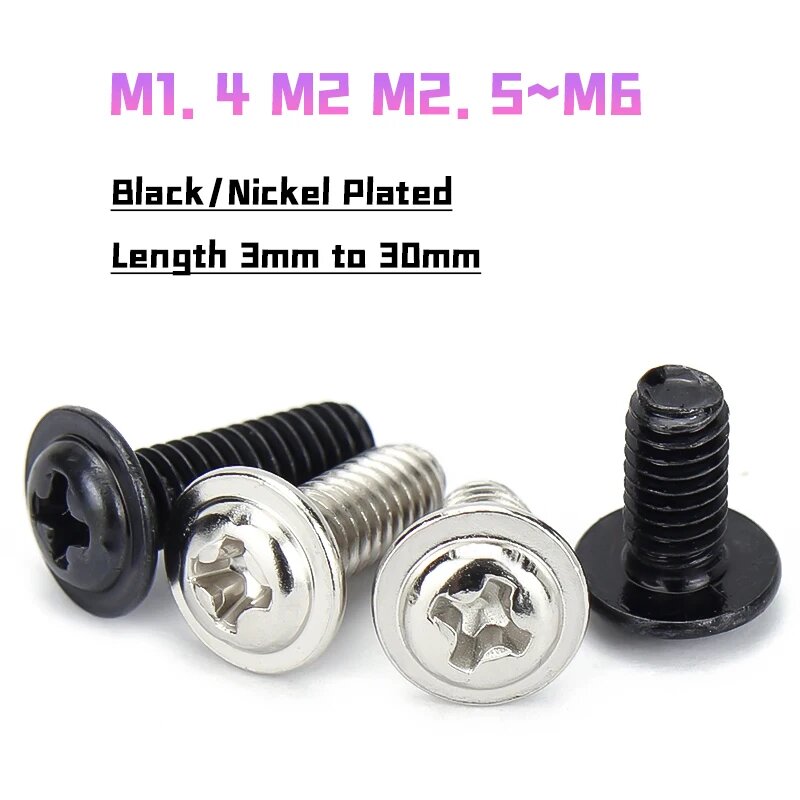 Винты М1.4-М4, цвет Nickel Plated, длина 6mm