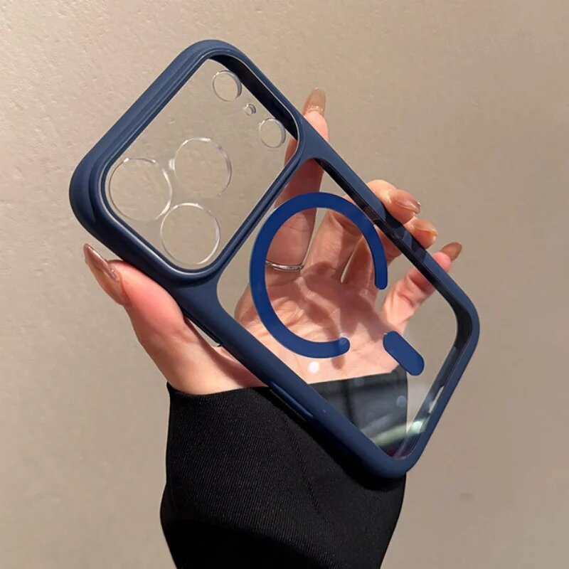 Прозрачный защитный чехол Defender для MagSafe для iPhone 17 16 15 14 13 iPhone17 Про, Синий, Navy