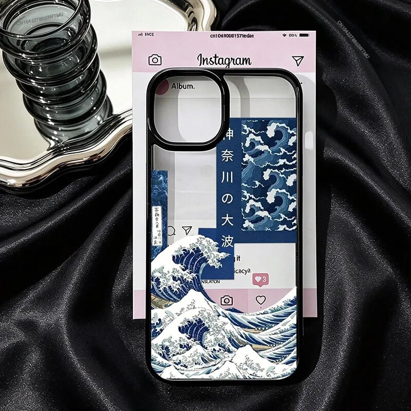 Чехол для телефона с изображением Великой волны Канагавы (Япония) для iPhone 15, 17 Pro, 16, 14, 13, 12, 11, XR, XS Max, 7, 8 Plus, модный прозрачный ударопрочный чехол