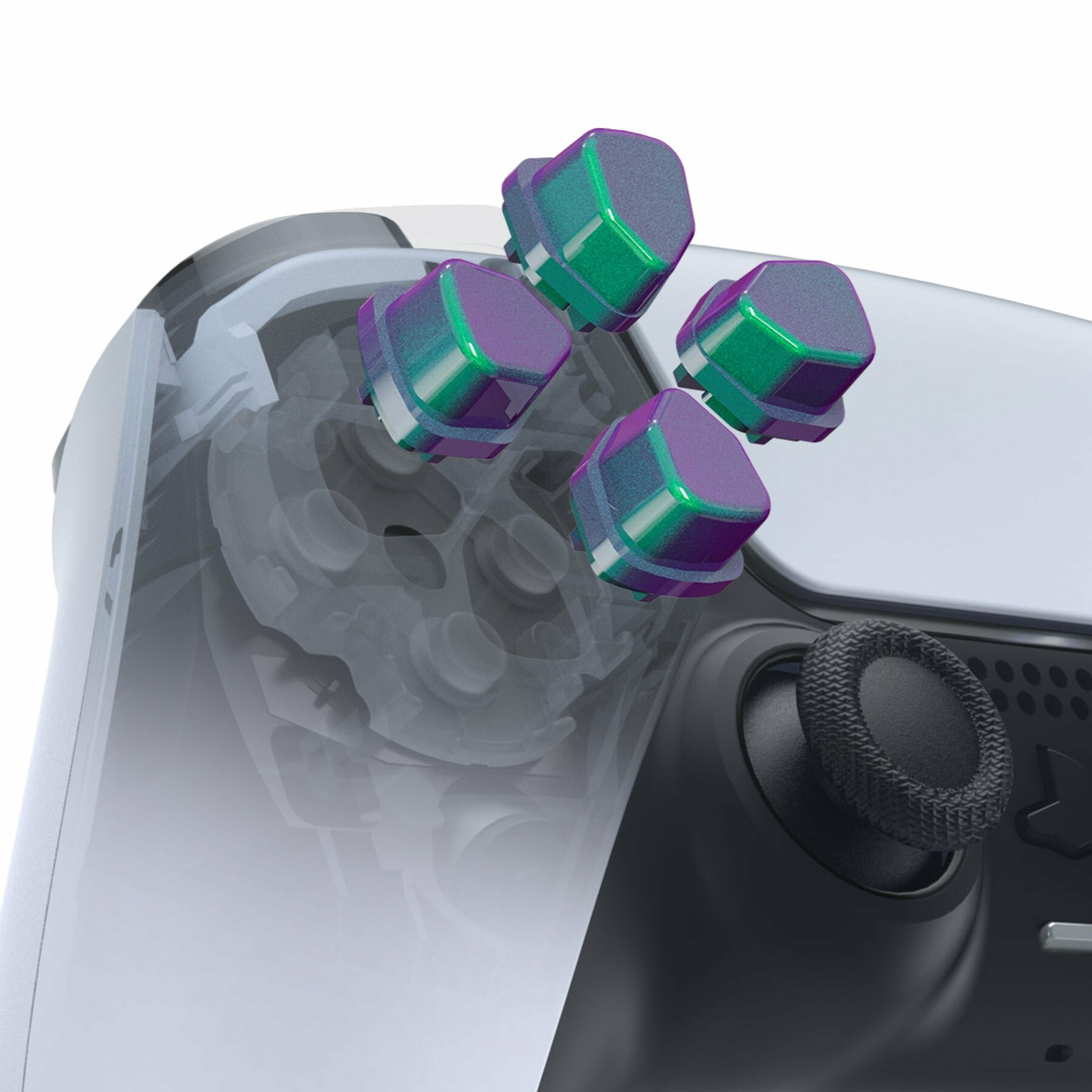 Эргономичные разделенные кнопки Dpad для контроллера PS5, независимые кнопки управления D-pad для PS5 Edge, для контроллера PS4_Хамелеон зеленый синий фиолетовый