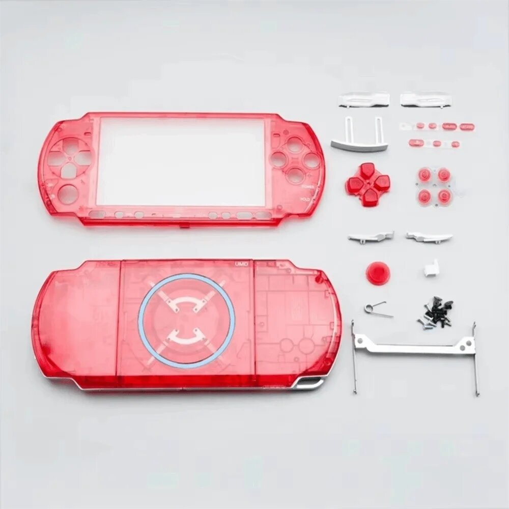 Прозрачный чехол-корпус для PSP3000 03 Розовый, Красный, Red
