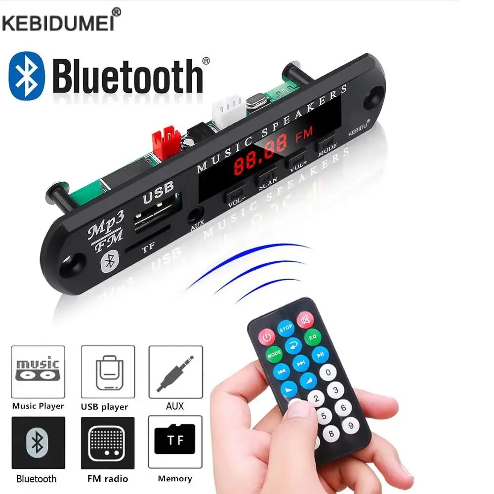 MP3-плеер Bluetooth 5.0 для авто, Цвет: Ordinary screen