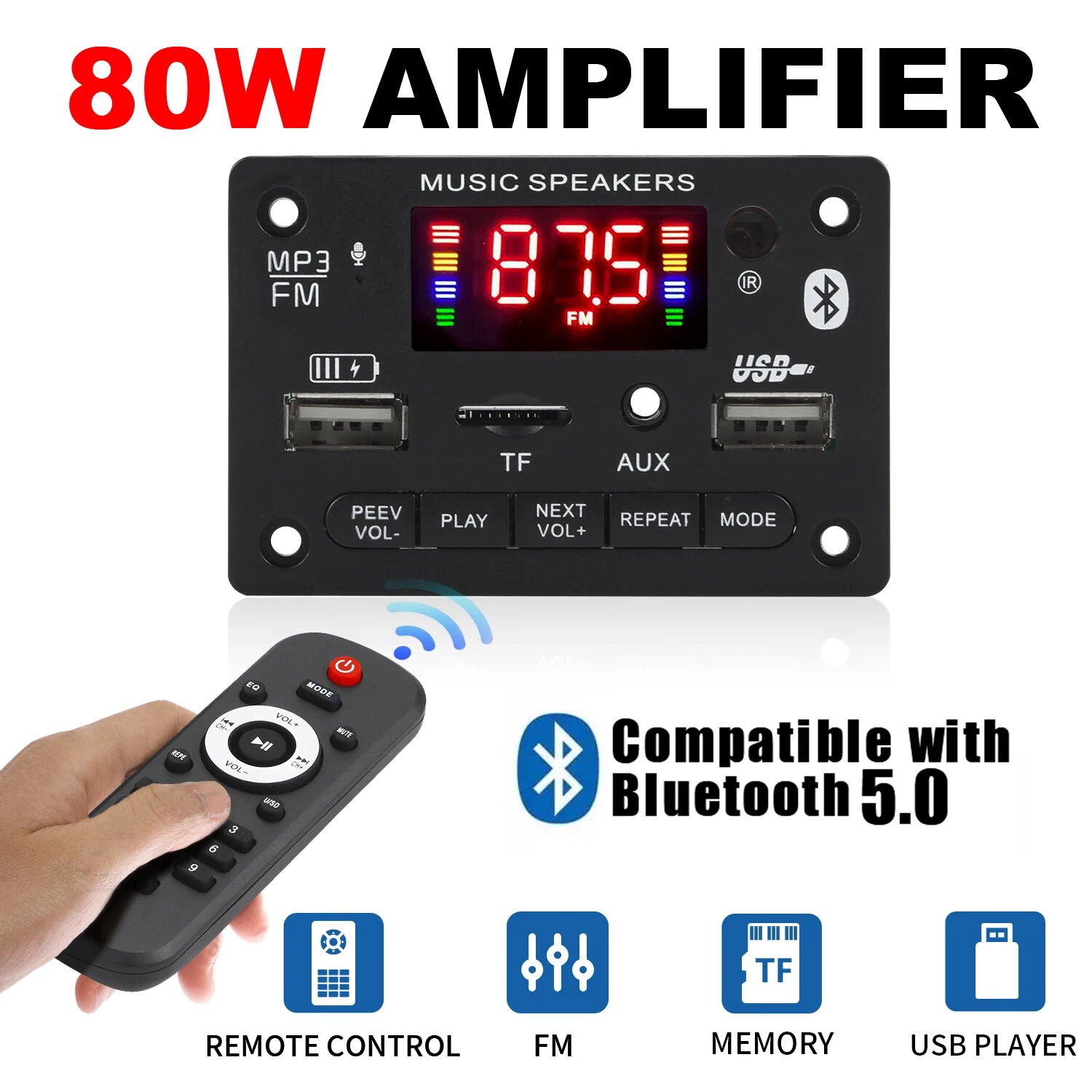 MP3-плеер Bluetooth 5.0 2x40Вт