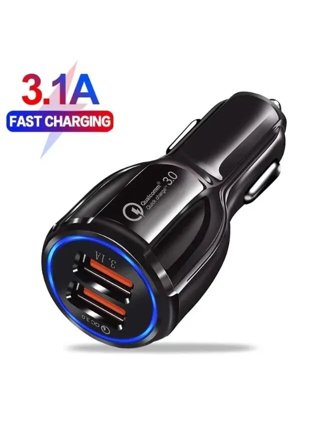 Двухпортовый автомобильный USB-зарядник 12-24V для прикуривателя