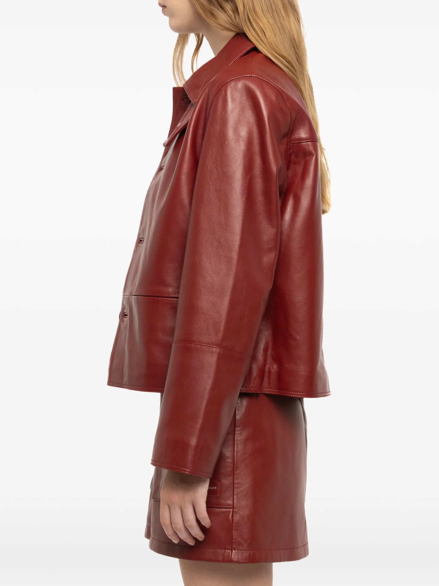 Куртка ZADIG & VOLTAIRE Button-up leather jacket, размер 42, red — фото 1
