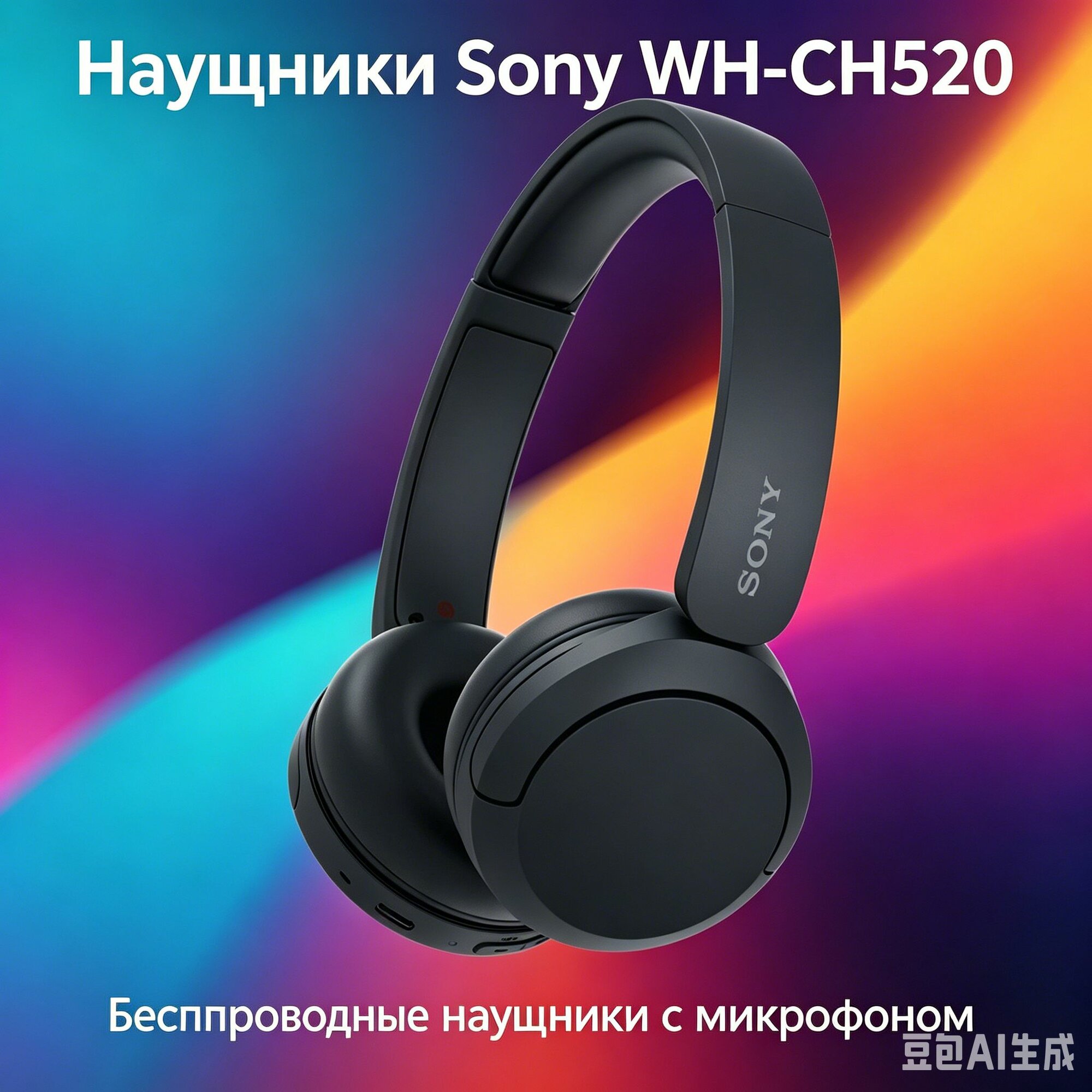 Sony Наушники беспроводные с микрофоном SONY WH-CH520, Bluetooth, USB Type-C, черный bluetooth наушники USB Type-C наушники беспроводная гарнитура черные наушники