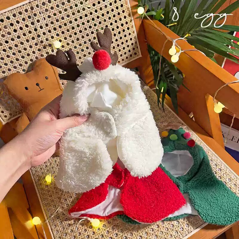 Шапочка с оленем для кошек, размер M, 2-4 кг, зимняя теплая одежда
