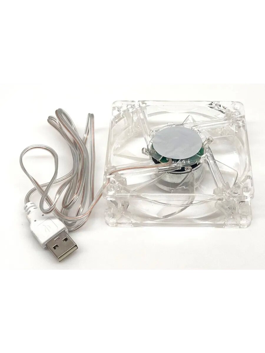 Вентилятор 80x80x25 mm со штекером USB, LED разноцветный