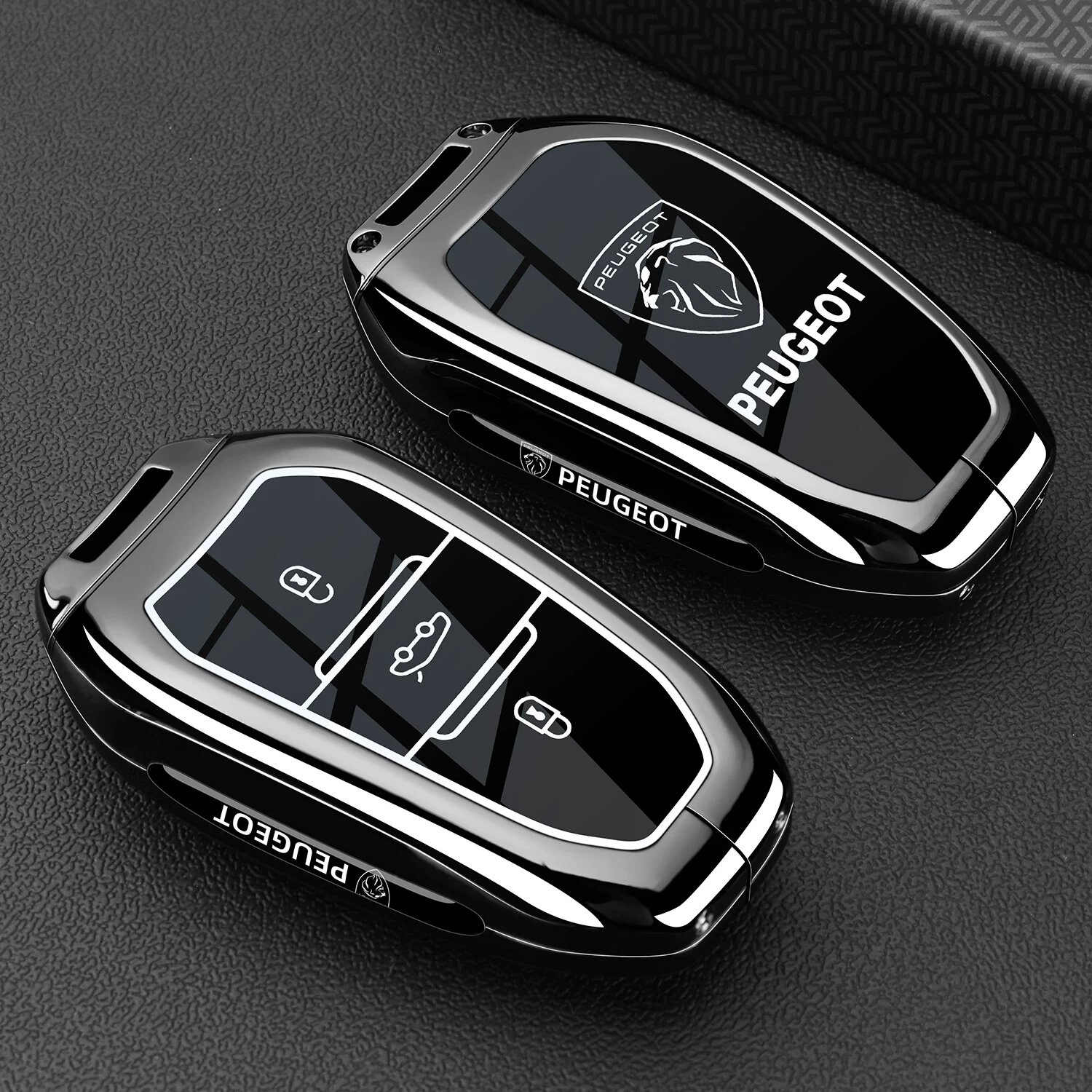 Ключевой брелок для Peugeot 308/408 в пистолетном черном цвете без пряжки, базовый дизайн