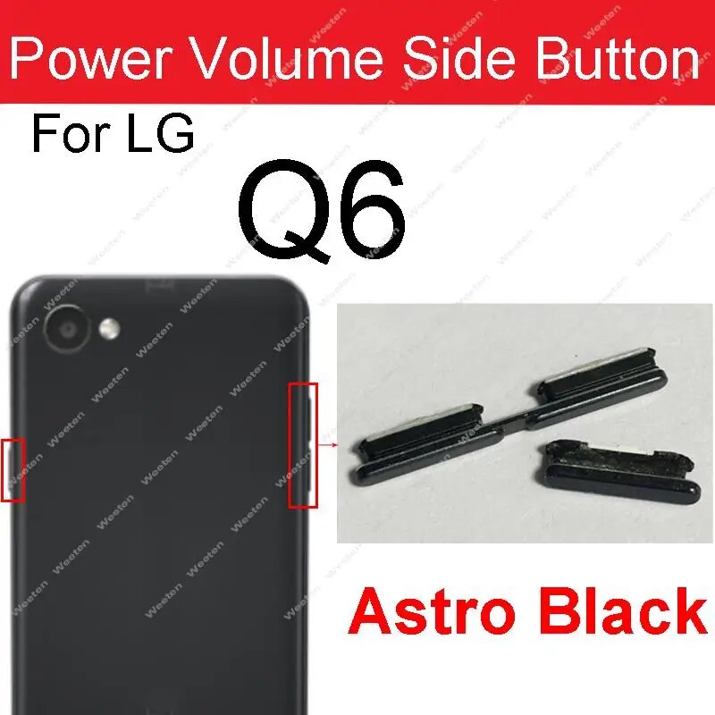 Боковые кнопки питания для LG Q6/Q7/Q8/Q9, маленькие боковые кнопки ВКЛ./Выкл, запасные Q6 Black