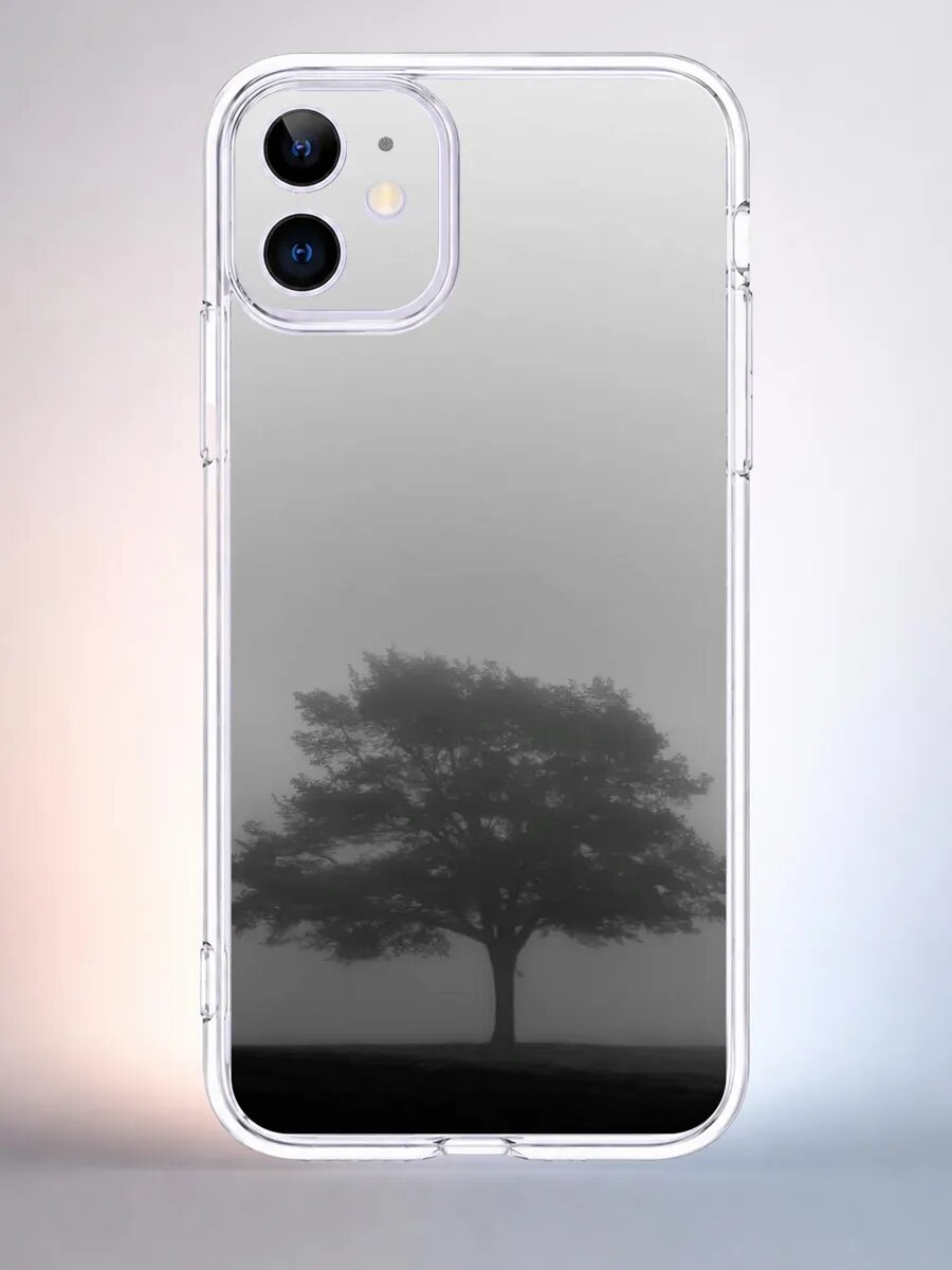 Чехол iPhone 11 дерево в тумане силиконовый прозрачный