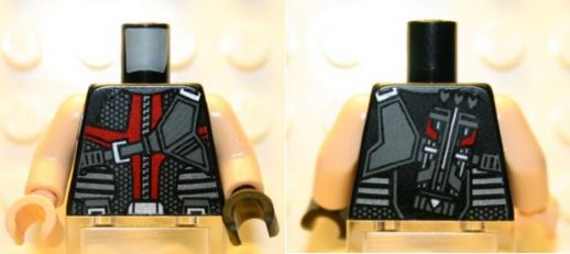 Torso Vest with Dark Red and Black Straps / Quiver Pattern (Hawkeye) / Light Nougat Arms / Light Nougat Hand Right / Black Hand Left, 973pb1178c01 Black U