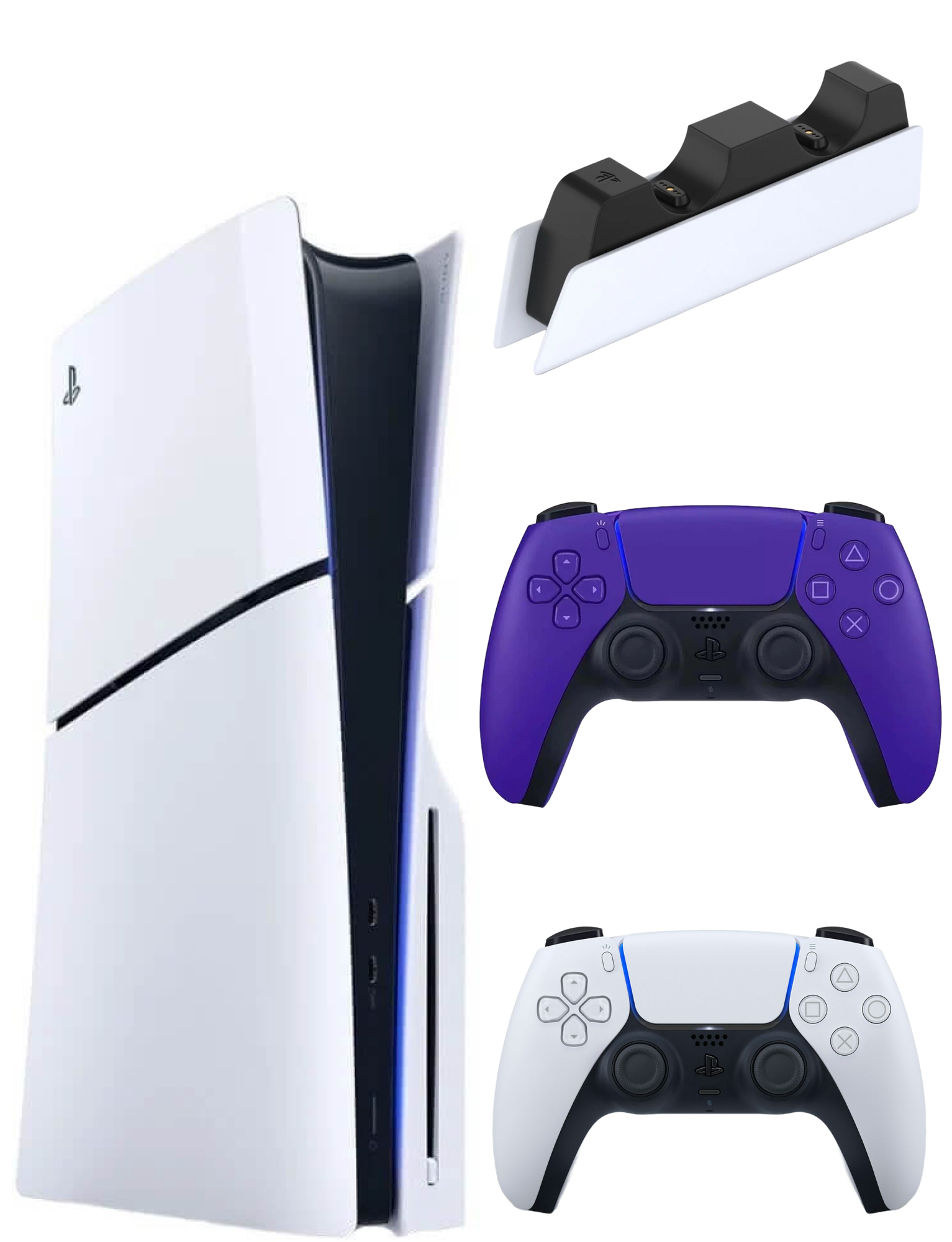 Игровая приставка Sony PS5 Slim Disc Edition 1TB (c дисководом)+2-ой геймпад(purple) и зарядная станция