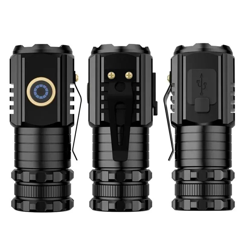 Фонарь-прожектор W25G TYPE-C, 1200 Лм, 15 Вт, 100 м, дневной белый свет, IP15, черный матовый — фото 1