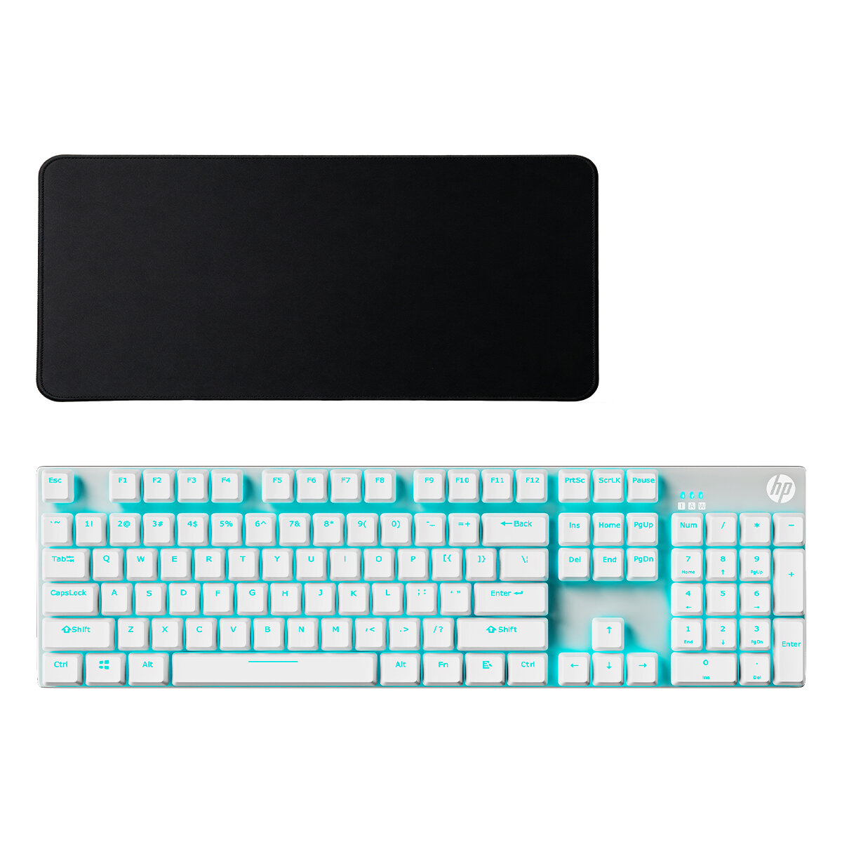 Клавиатура и мышь HP HUIPU GK400F Esports Mechanical Keyboard, Silver White Ice Blue Light