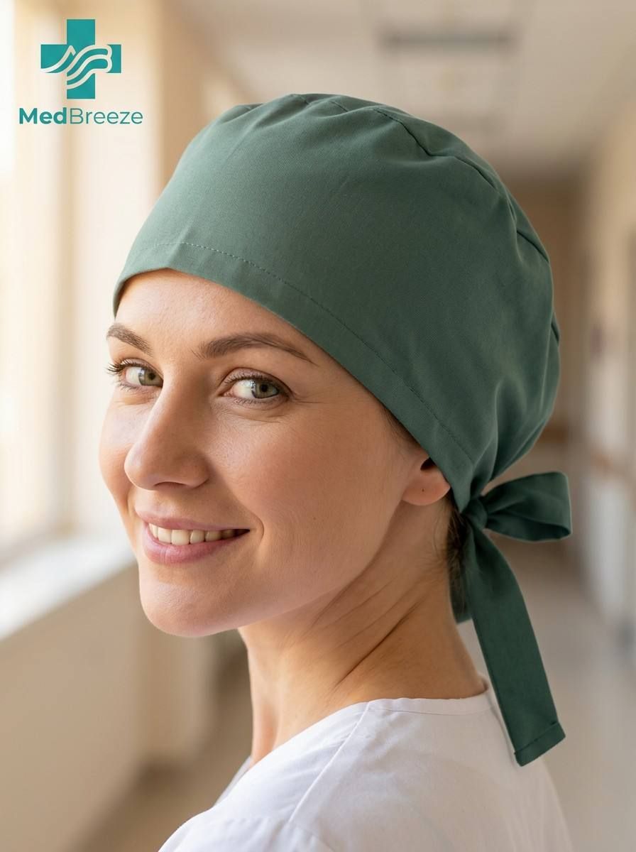 Шапочка медицинская однотонная MedBreeze, быстросохнущий хирургический колпак с охлаждающим эффектом и впитывающей лентой