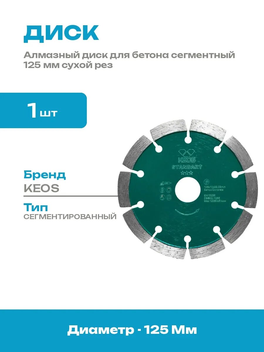 Диск для болгарки 125 сегментированный алмазный по бетону