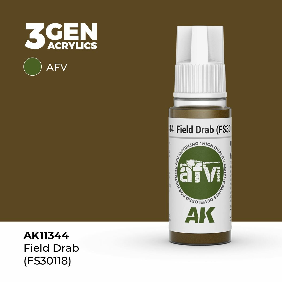 Акриловая краска AK Interactive - Field Drab (FS 30118) 3GEN AFV, 18мл