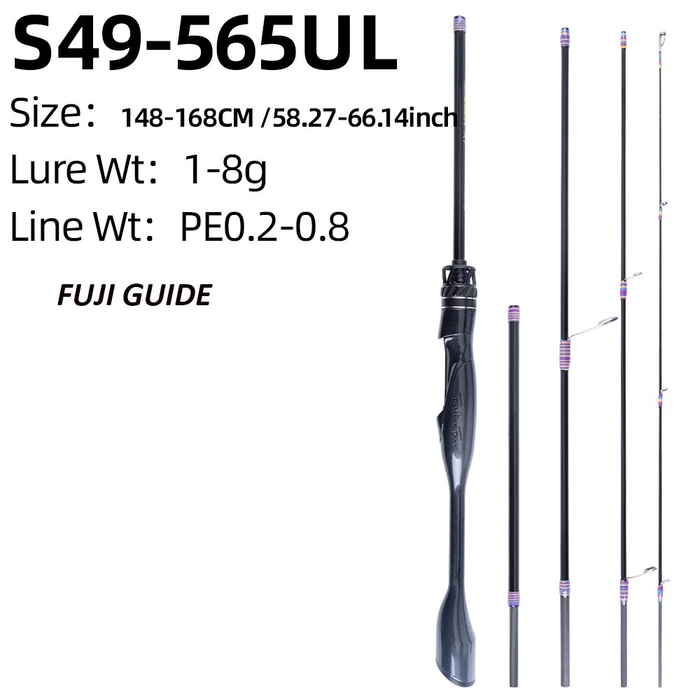 FISHINGFANS телескопическая удочка из углеродного волокна FUJI S49-565UL