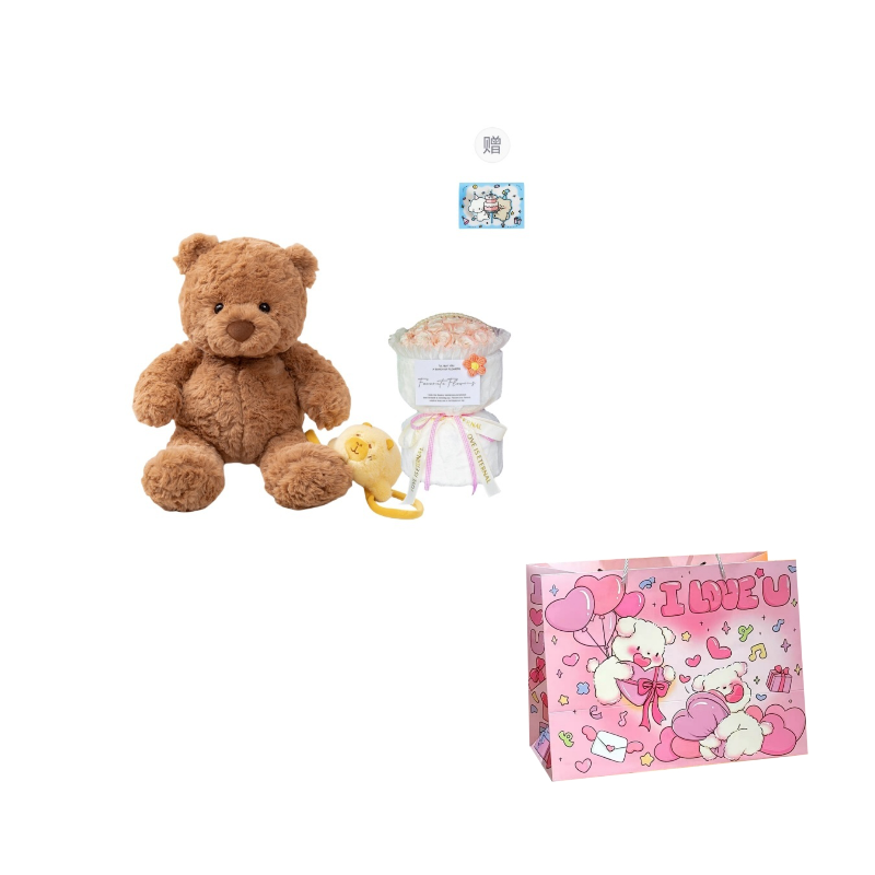 Рюкзак-капибара унисекс BANLI, Yellow Capybara Backpack Bear+Pink Rose Bouquet, 35CM EU