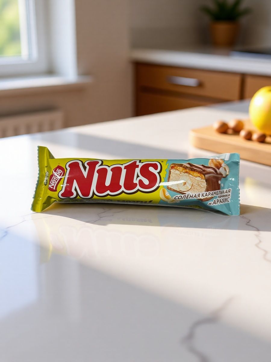 Шоколадный батончик Nuts Duo Солёная карамель и арахис 60г х 12 шт