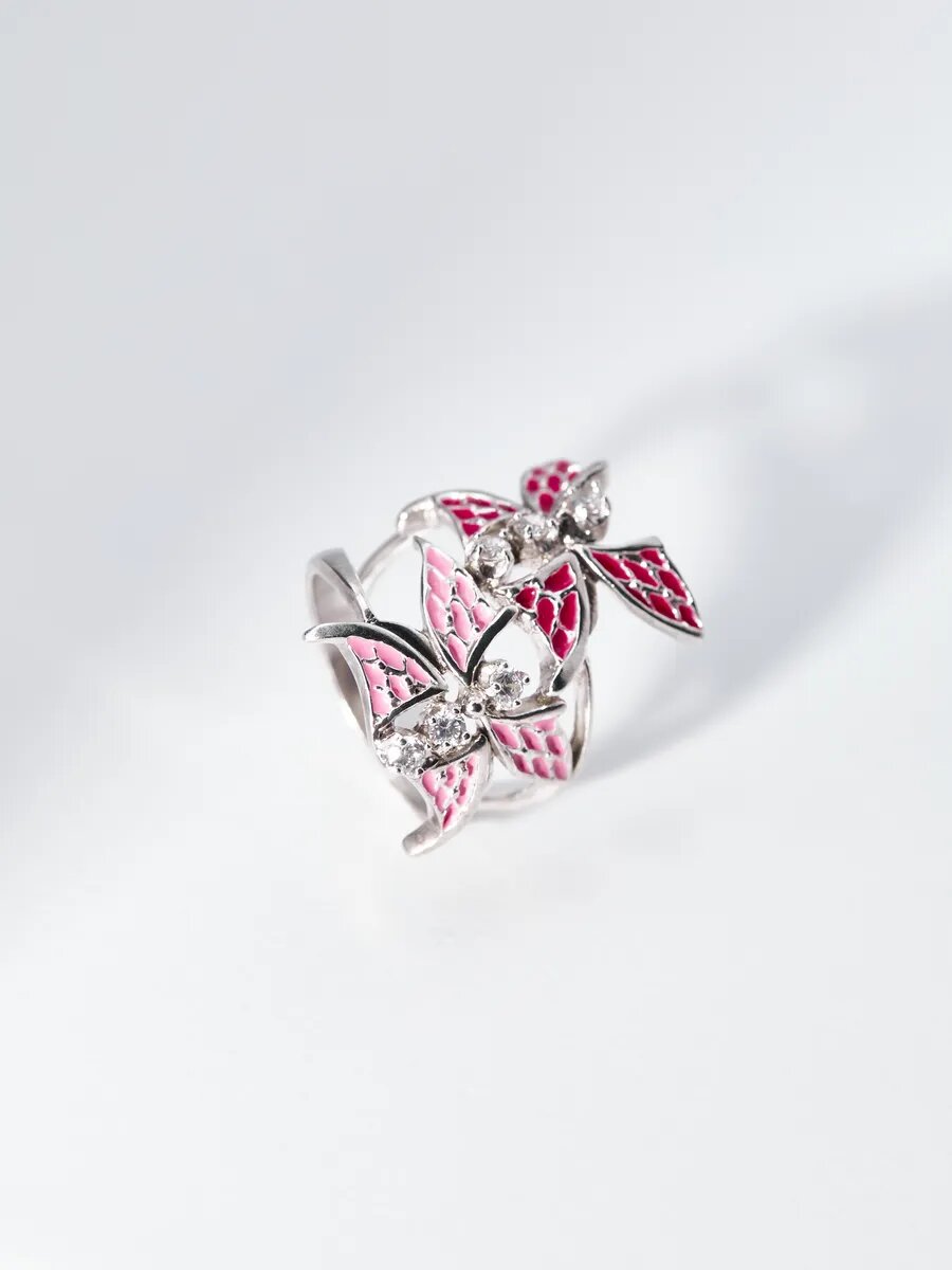 Кольцо БРЮС, серебро, 925 проба, фианит