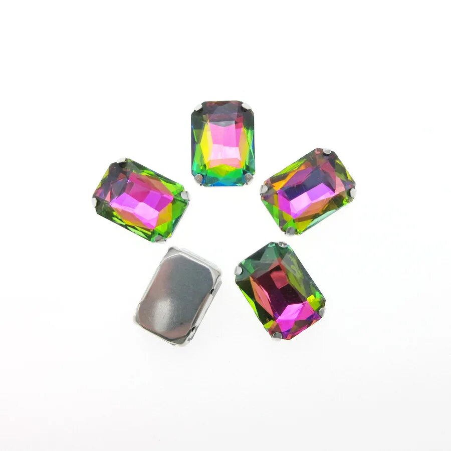 Хрустальные стразы XUCANGJIAN прямоугольной формы 4x6mm 50pcs, Rainbow AB